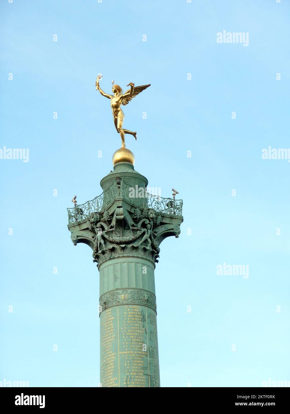 The July Column, built in 1835 at Bastille square in Paris, France ...