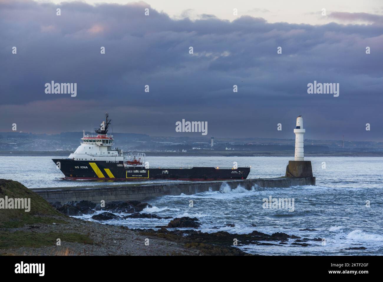 Port of Aberdeen, Scotland. An important harbor for the service ...