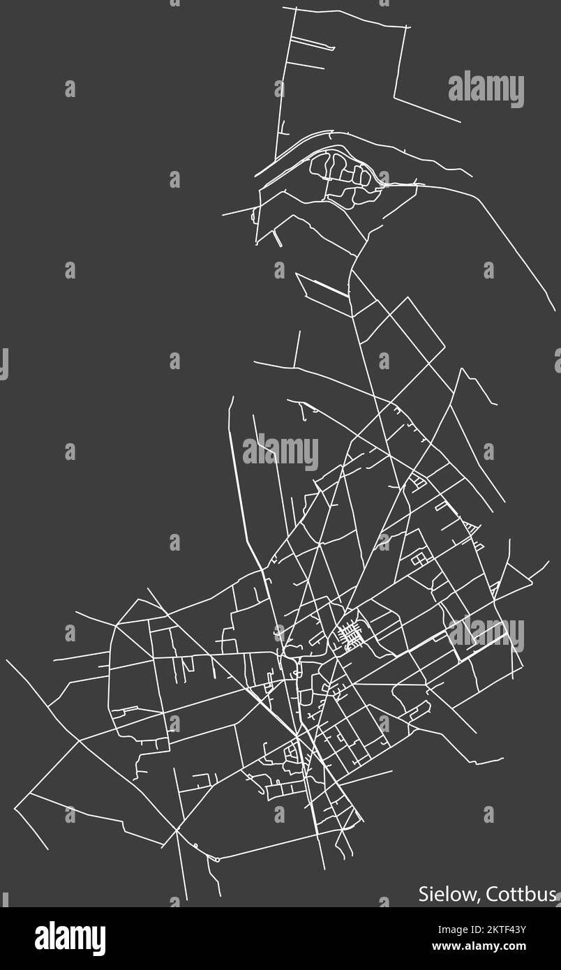 Detailed negative navigation white lines urban street roads map of the ...