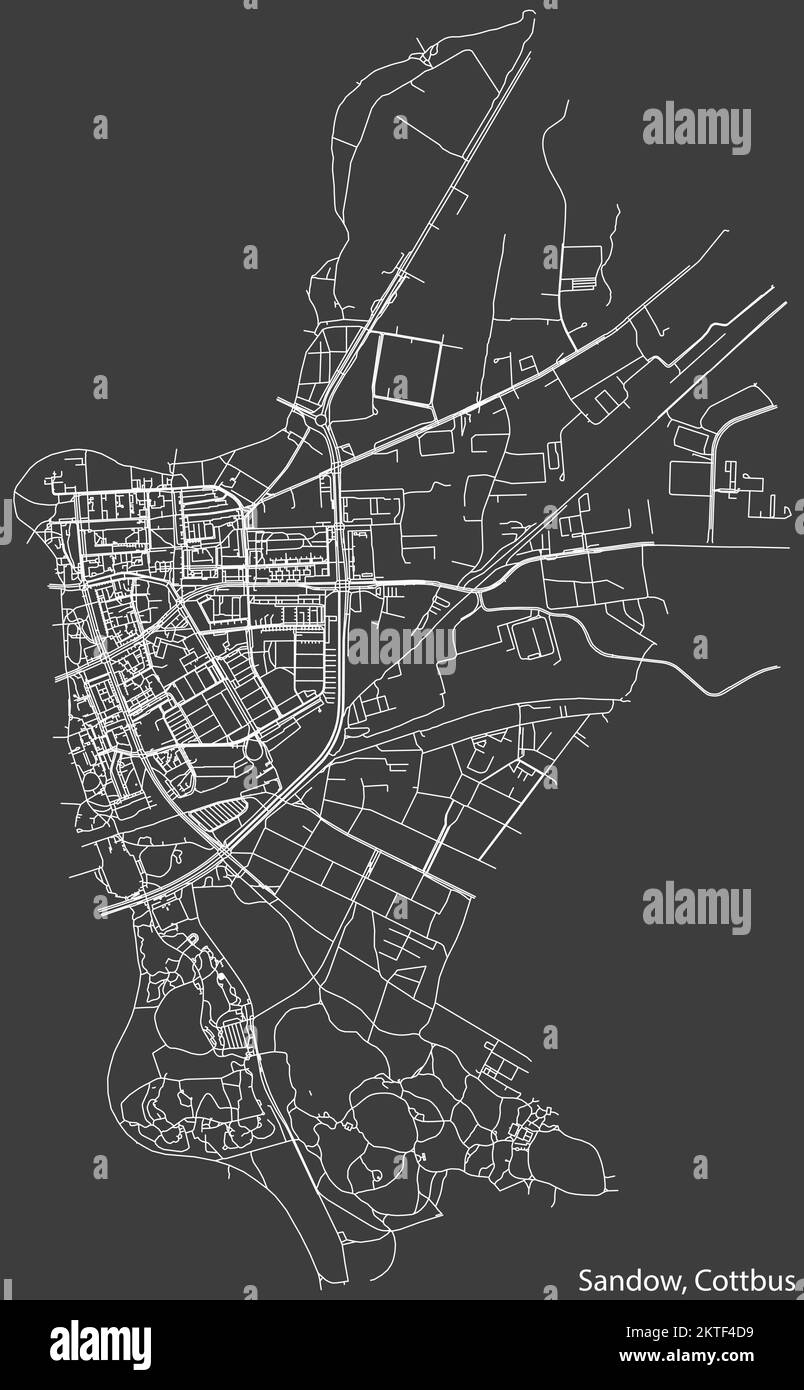 Detailed negative navigation white lines urban street roads map of the ...