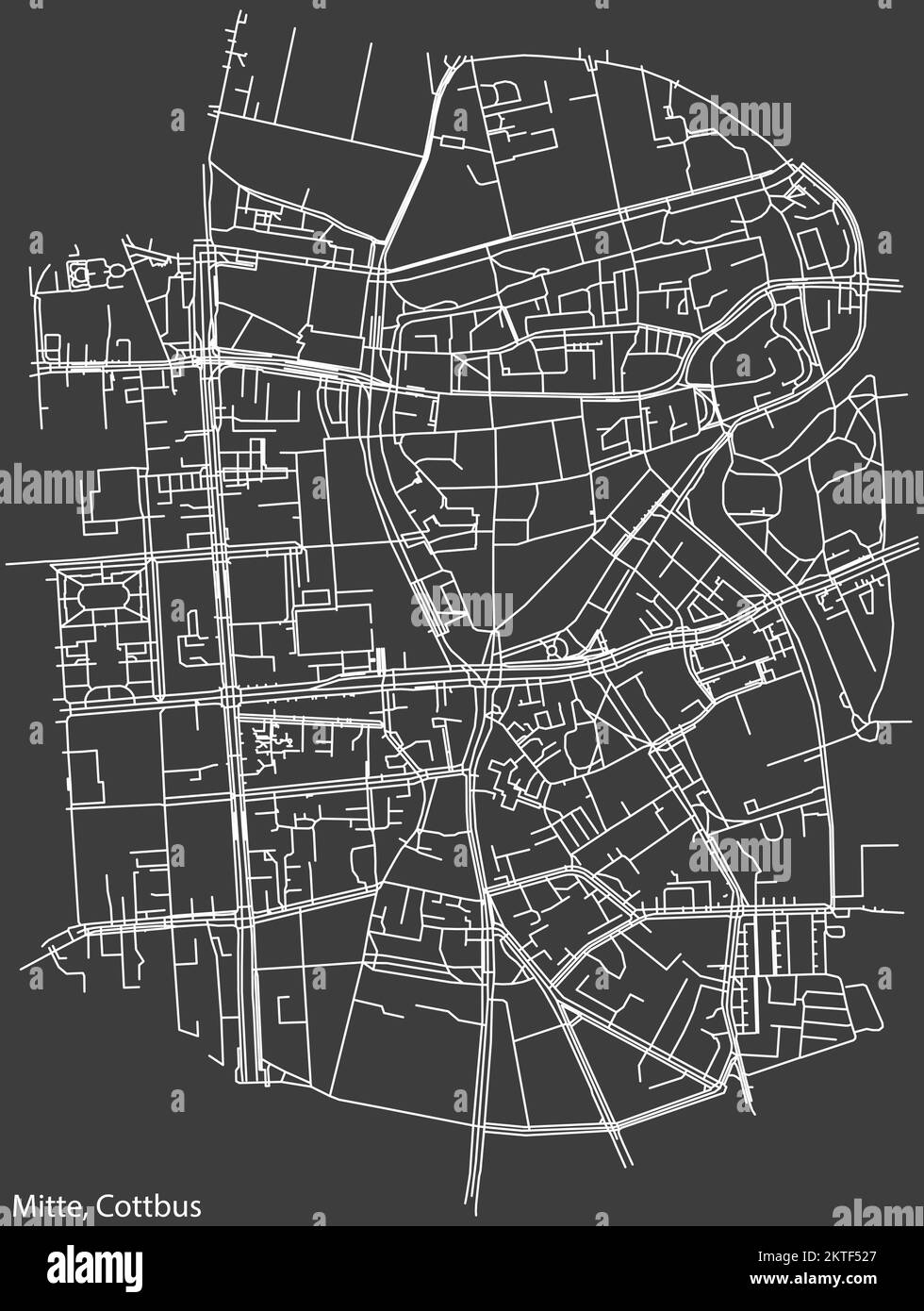 Detailed negative navigation white lines urban street roads map of the ...