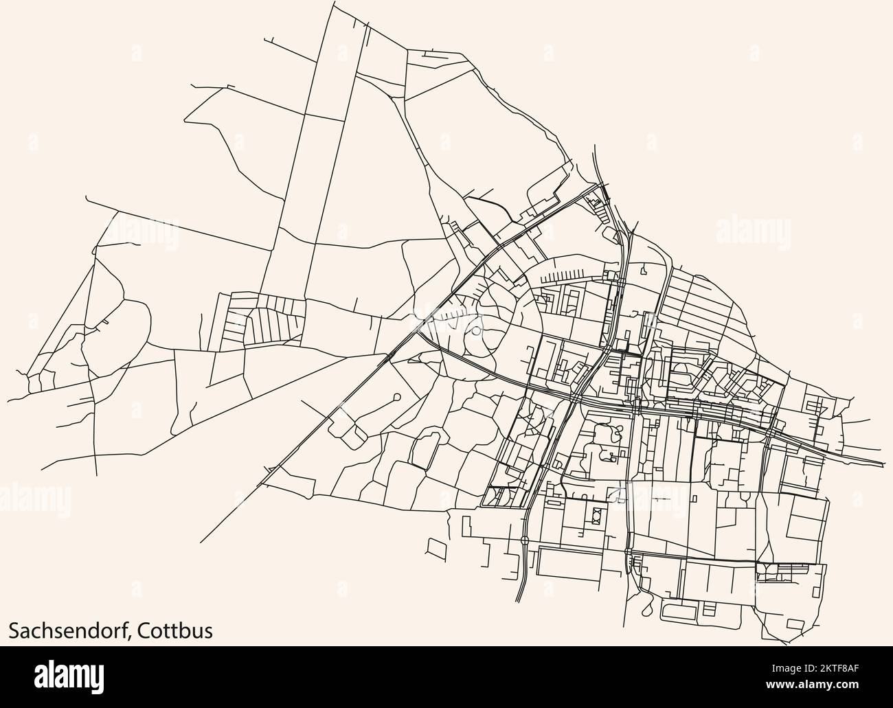 Detailed navigation black lines urban street roads map of the ...
