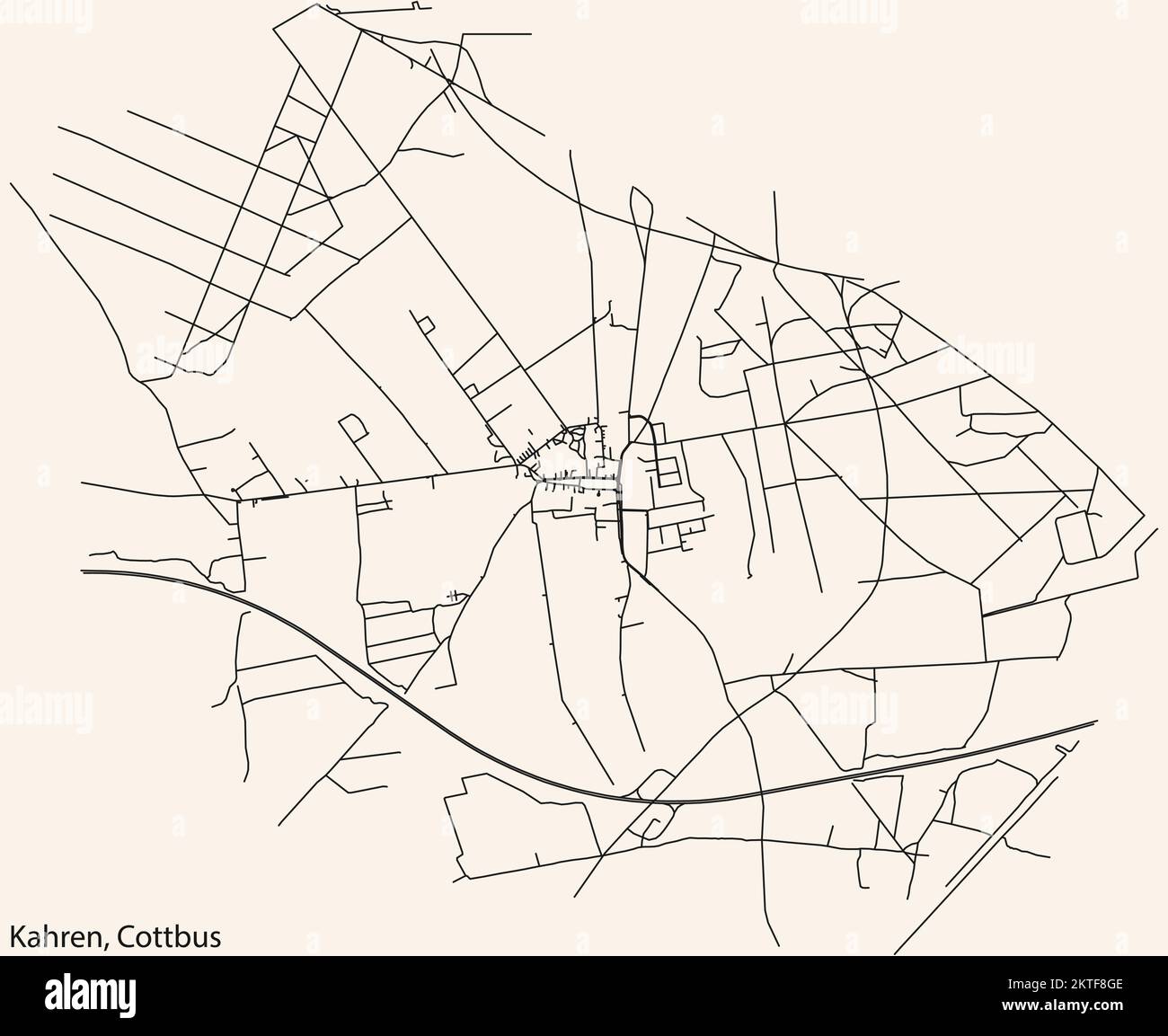 Detailed navigation black lines urban street roads map of the KAHREN ...