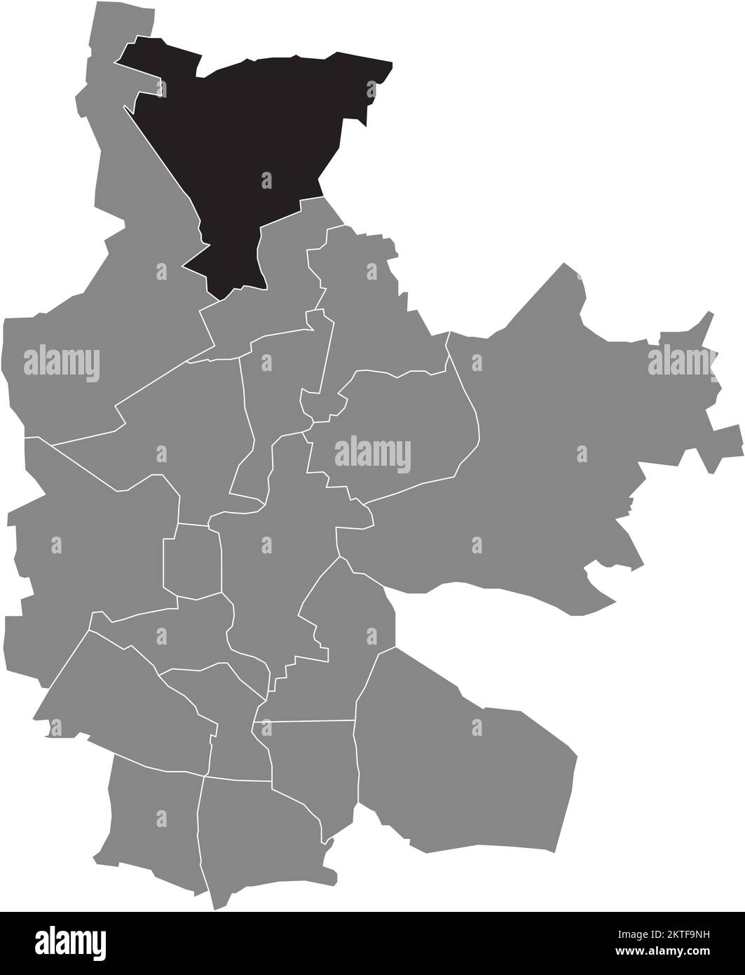 Black flat blank highlighted location map of the DÖBBRICK DISTRICT ...