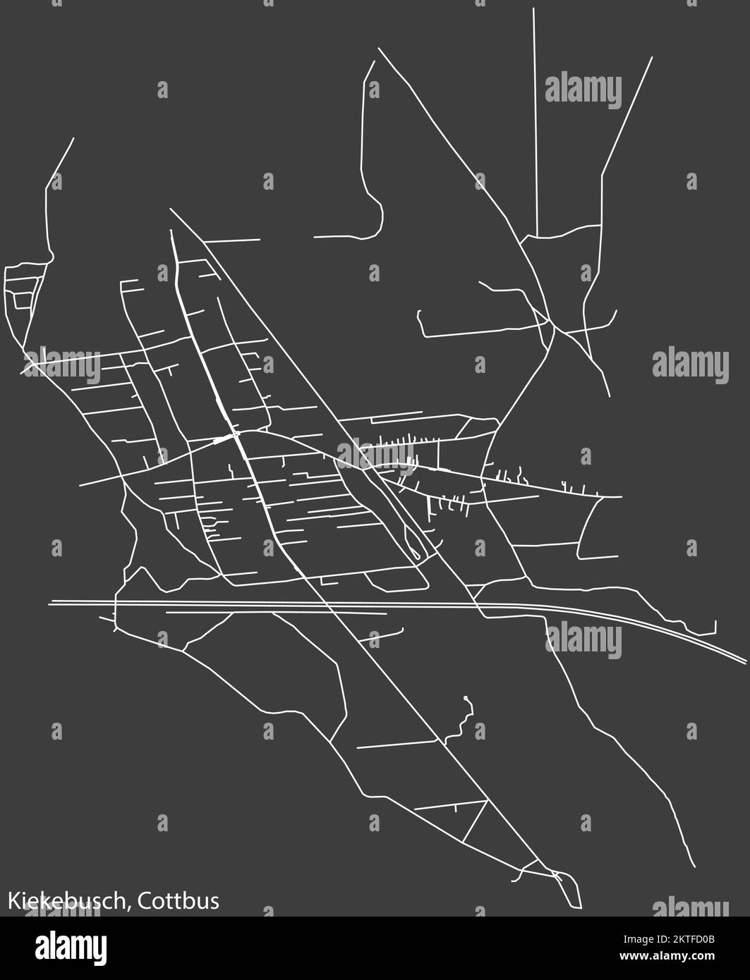 Detailed negative navigation white lines urban street roads map of the ...