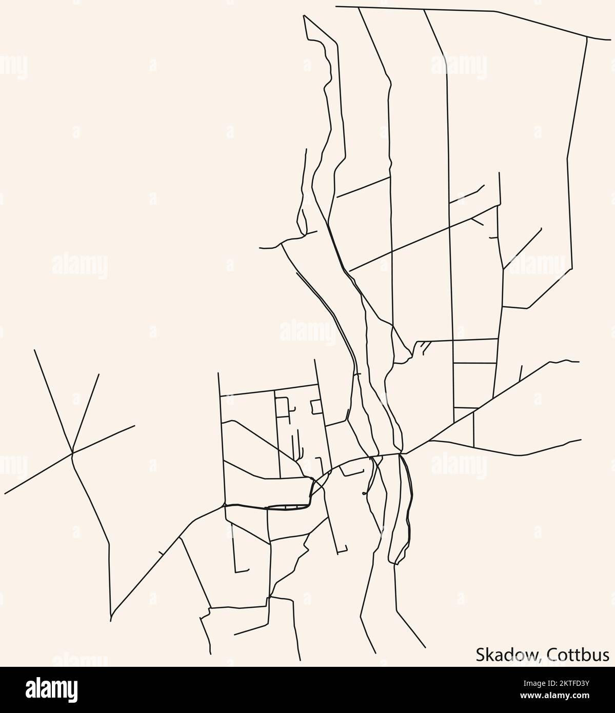 Detailed navigation black lines urban street roads map of the SKADOW ...