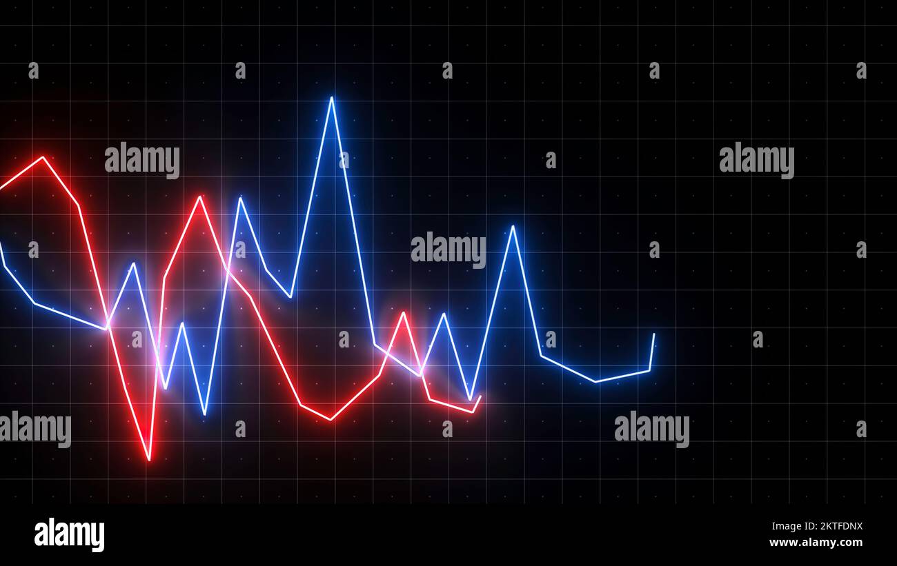 Colorful moving chart lines. Motion. Graphic lines moving in waves on black background. Moving ...