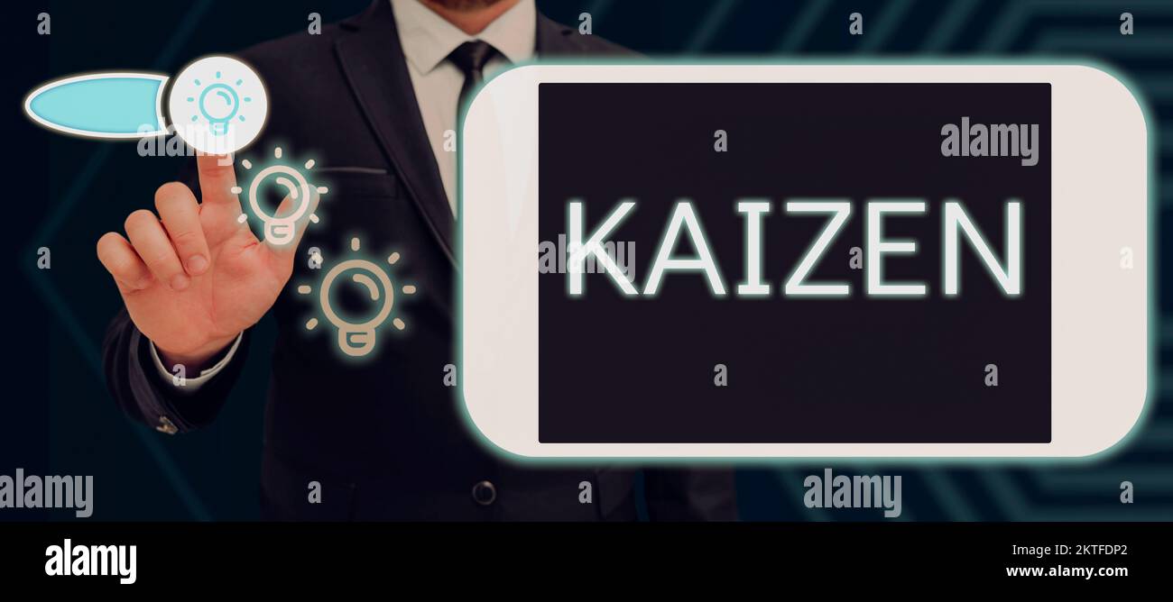 Inspiration showing sign Kaizen, Word Written on a Japanese business ...