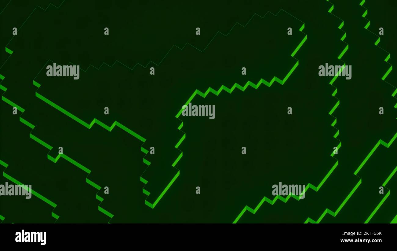 Abstract Green Visualization Of A Retro Tetris Game Design