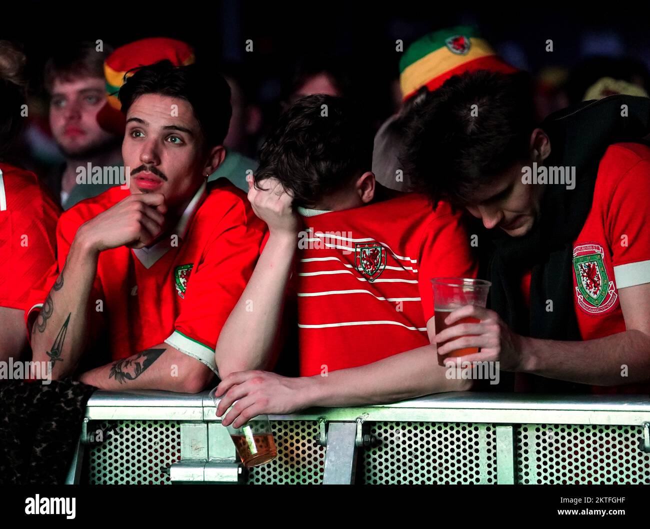 Dejected Wales fans at the 4TheFans Fan Park at The Tramshed, Cardiff ...