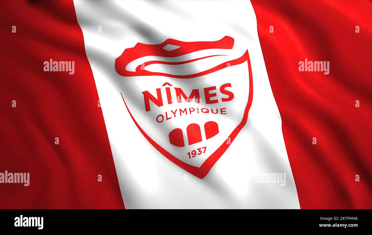Flag of French football club. Motion. Beautiful 3D flag in wind with ...