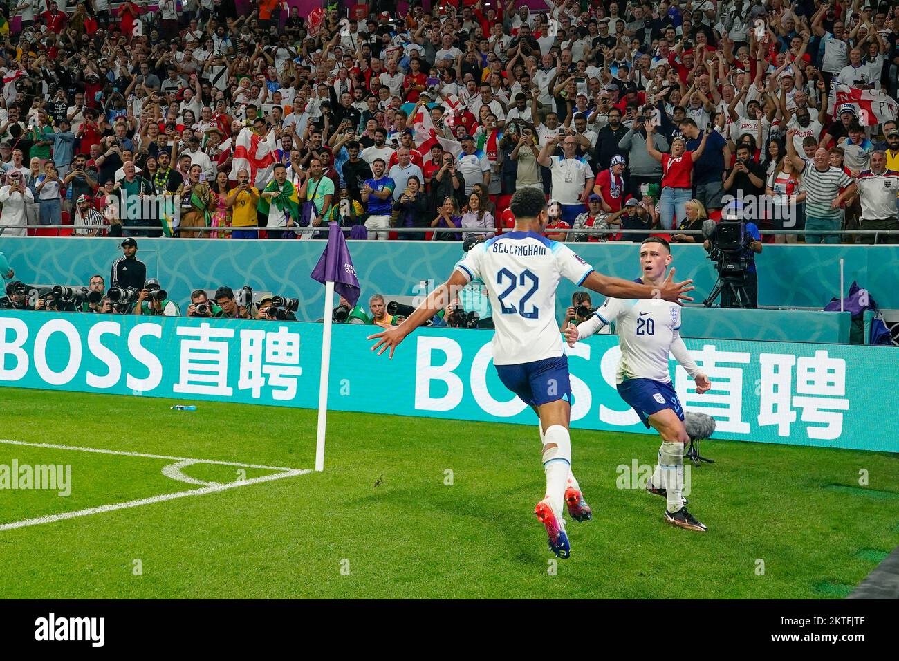 Rayan, Qatar. Nov 29, 2022. Phil Foden of England celebrates his goal ...