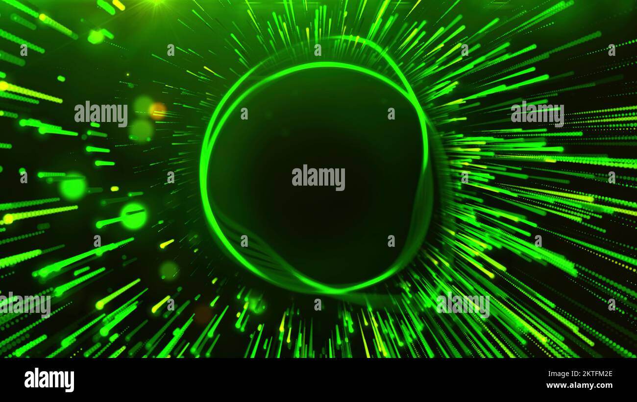 Bright rotating ring with moving beams. Motion. Colored ring rotates ...