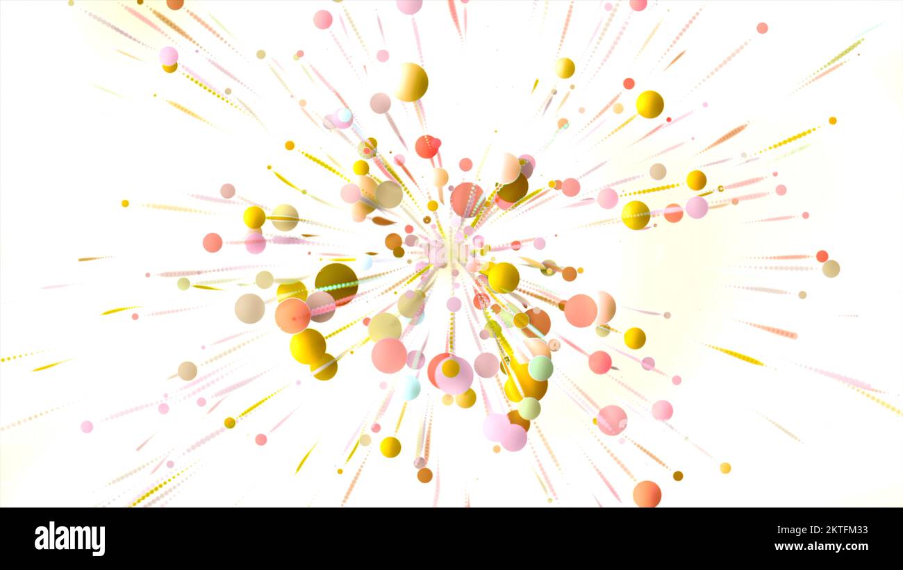 Explosion of colorful 3d particles in festive style. Motion. Colorful ...