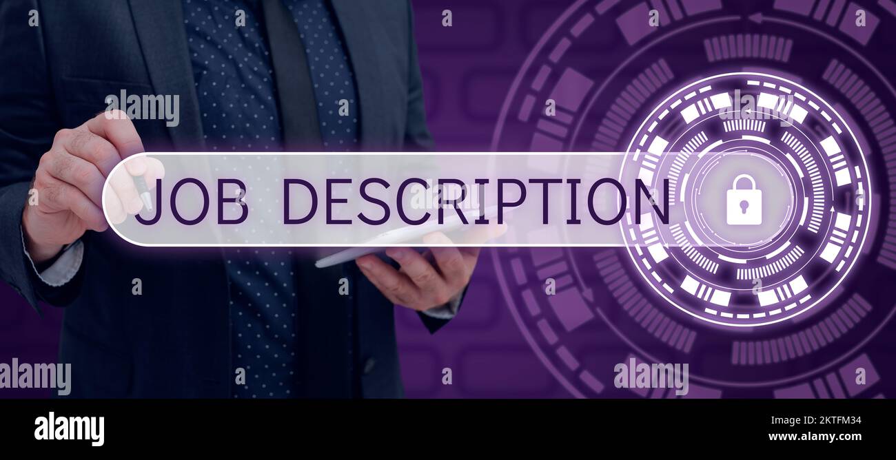Text caption presenting Job Description, Business approach A document ...