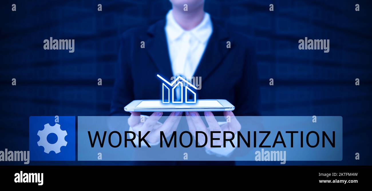 Handwriting text Work Modernization, Business approach changing product ...