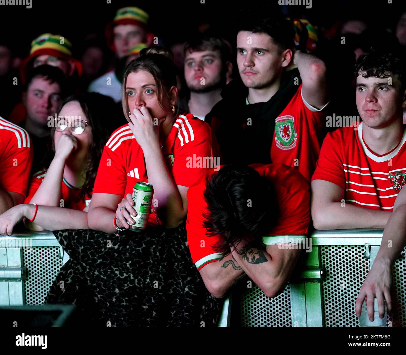 Dejected Wales fans at the 4TheFans Fan Park at The Tramshed, Cardiff ...