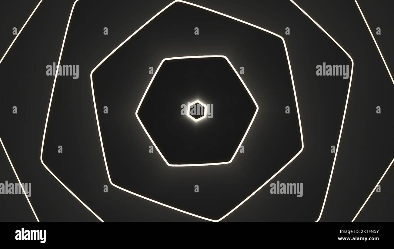 Hypnotic hexagons appearing. Motion. Geometric hexagons appear in waves on black background ...