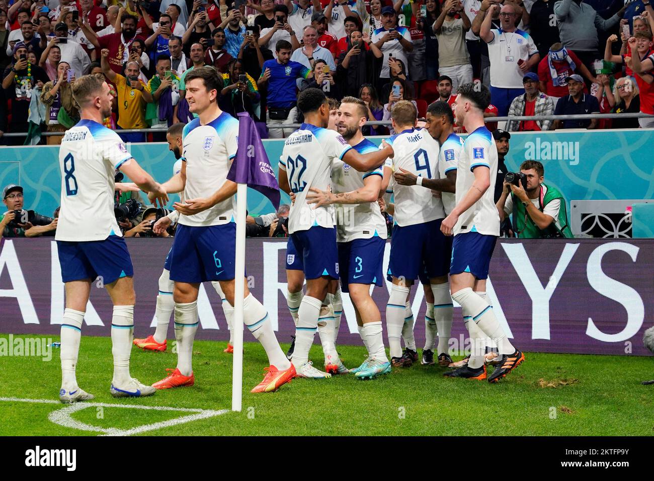 Rayan, Qatar. 29th Nov, 2022. Phil Foden of England celebrates his goal ...