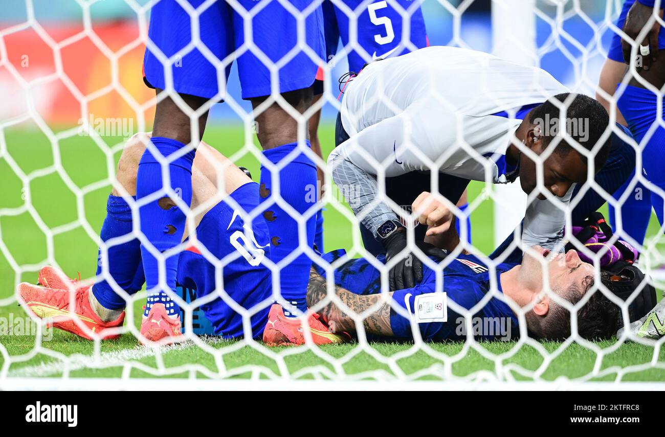 Torschuetze Christian Pulisic (USA) nach seinem 0:1 Tor, verletzt am ...