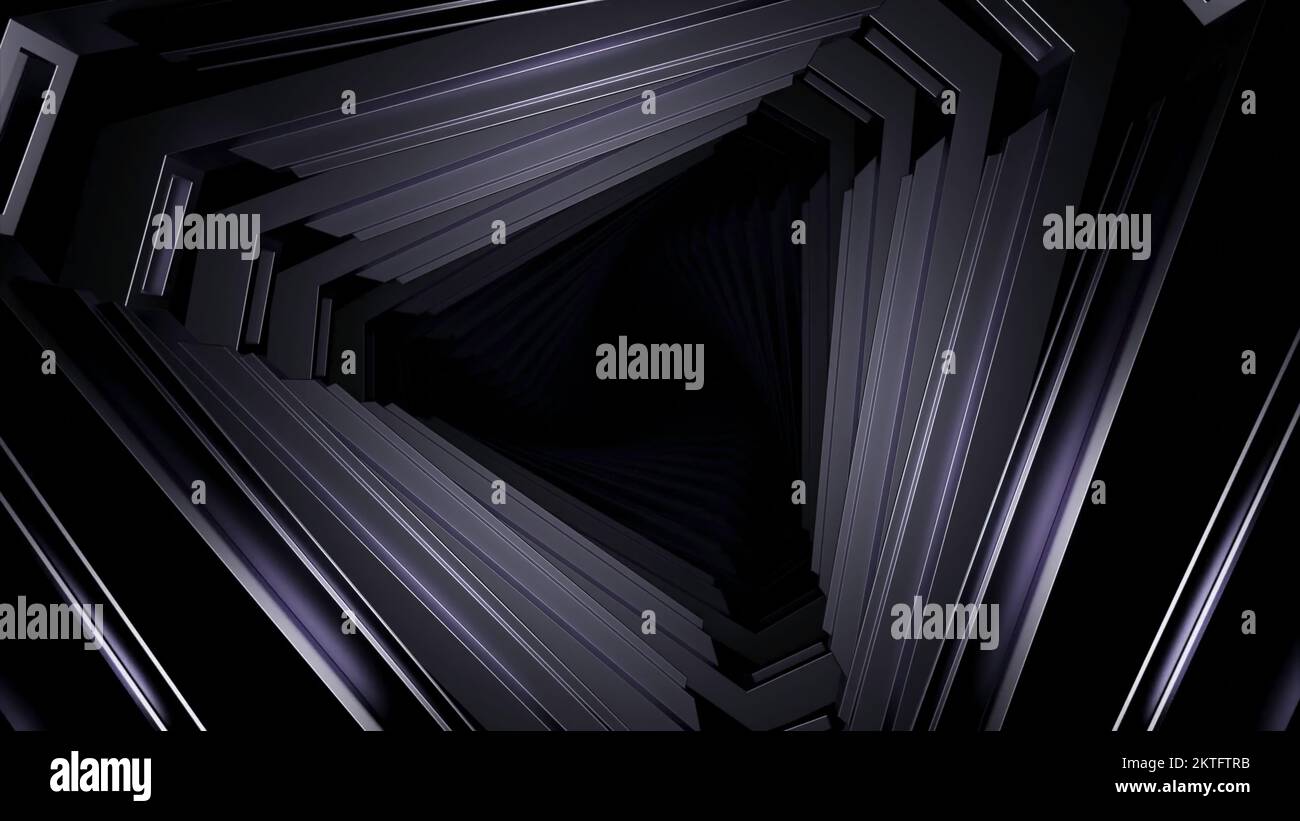 Triangular 3d tunnel. Design. Moving triangular tunnel with darkness ...