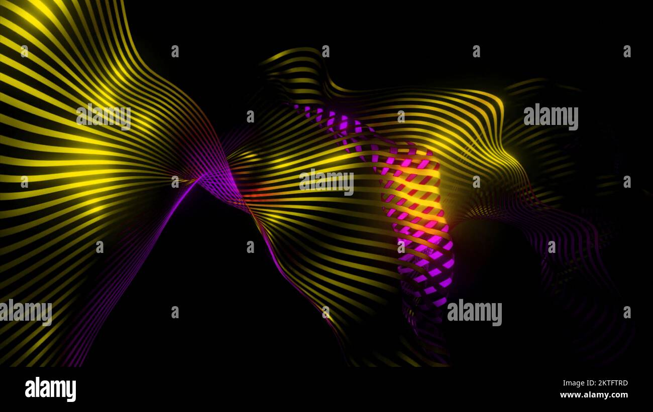 Wavy fabric stripes move in space. Design. Beautiful curved strip moves ...