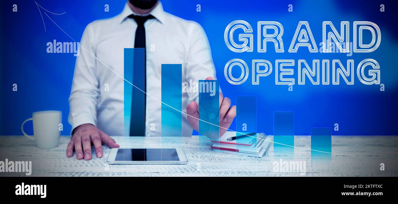 Text sign showing Grand Opening, Word for Ribbon Cutting New Business ...