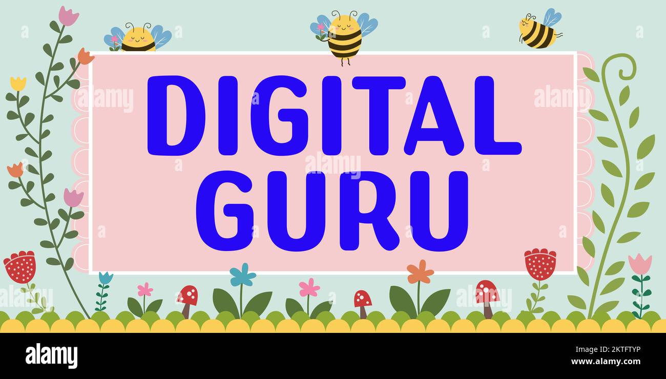 Conceptual caption Digital Guru, Word for teacher and intellectual ...