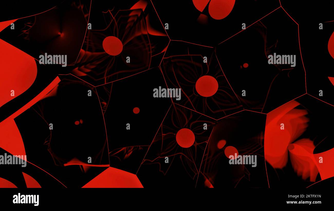 3D animation with moving mirror shapes and dots. Design. Mirror cells ...