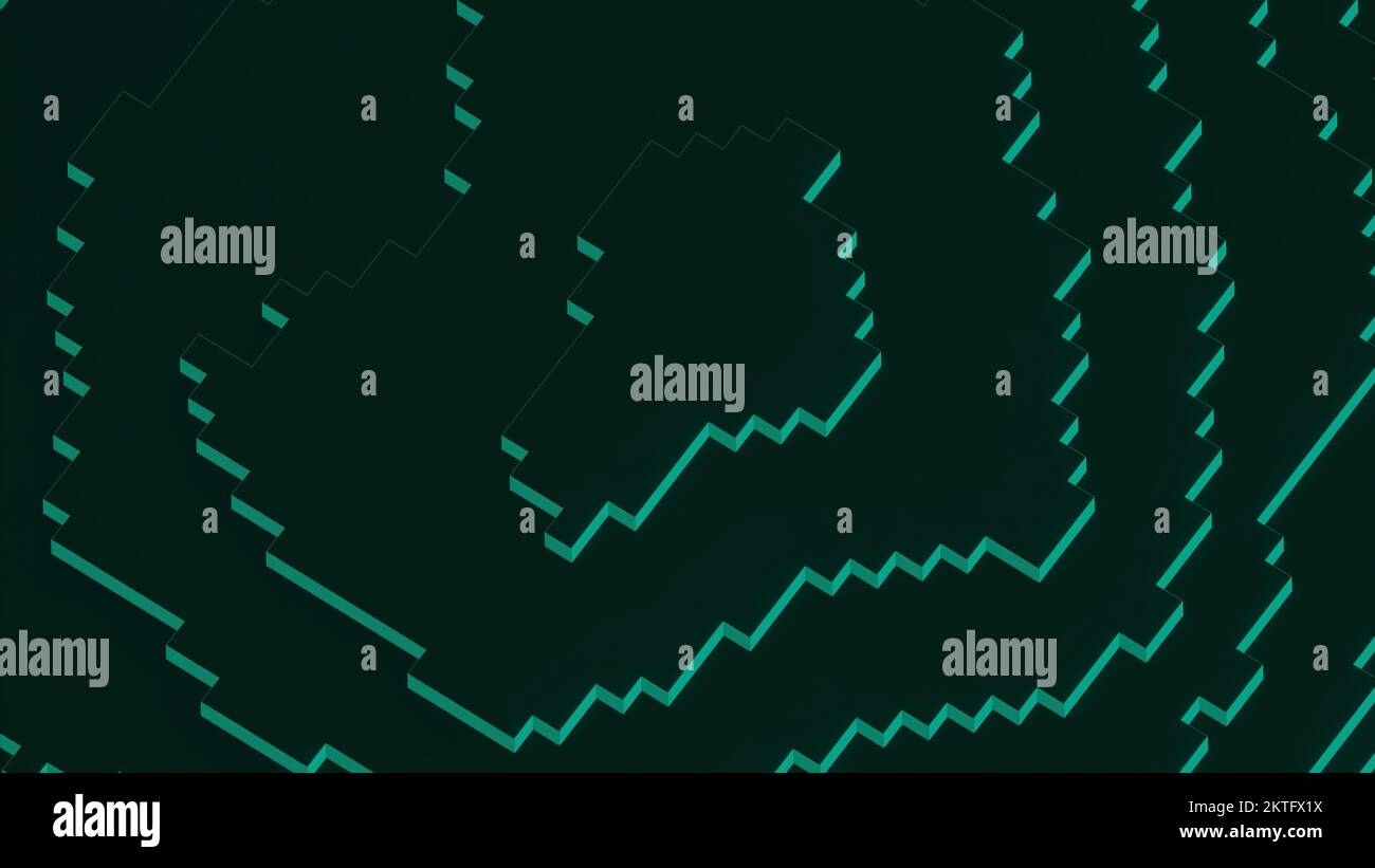 Abstract Green Visualization Of A Retro Tetris Game Design