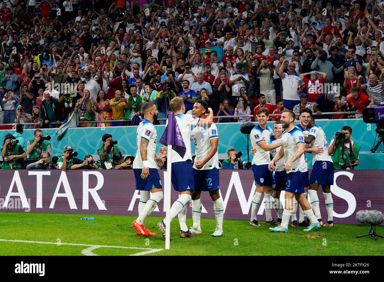 Rayan, Qatar. 29th Nov, 2022. Phil Foden of England celebrates his goal ...