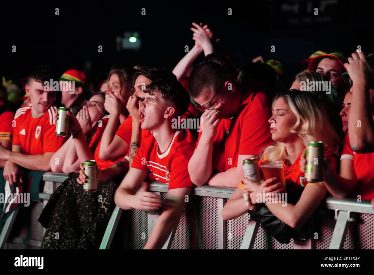 Dejected Wales fans at the 4TheFans Fan Park at The Tramshed, Cardiff ...