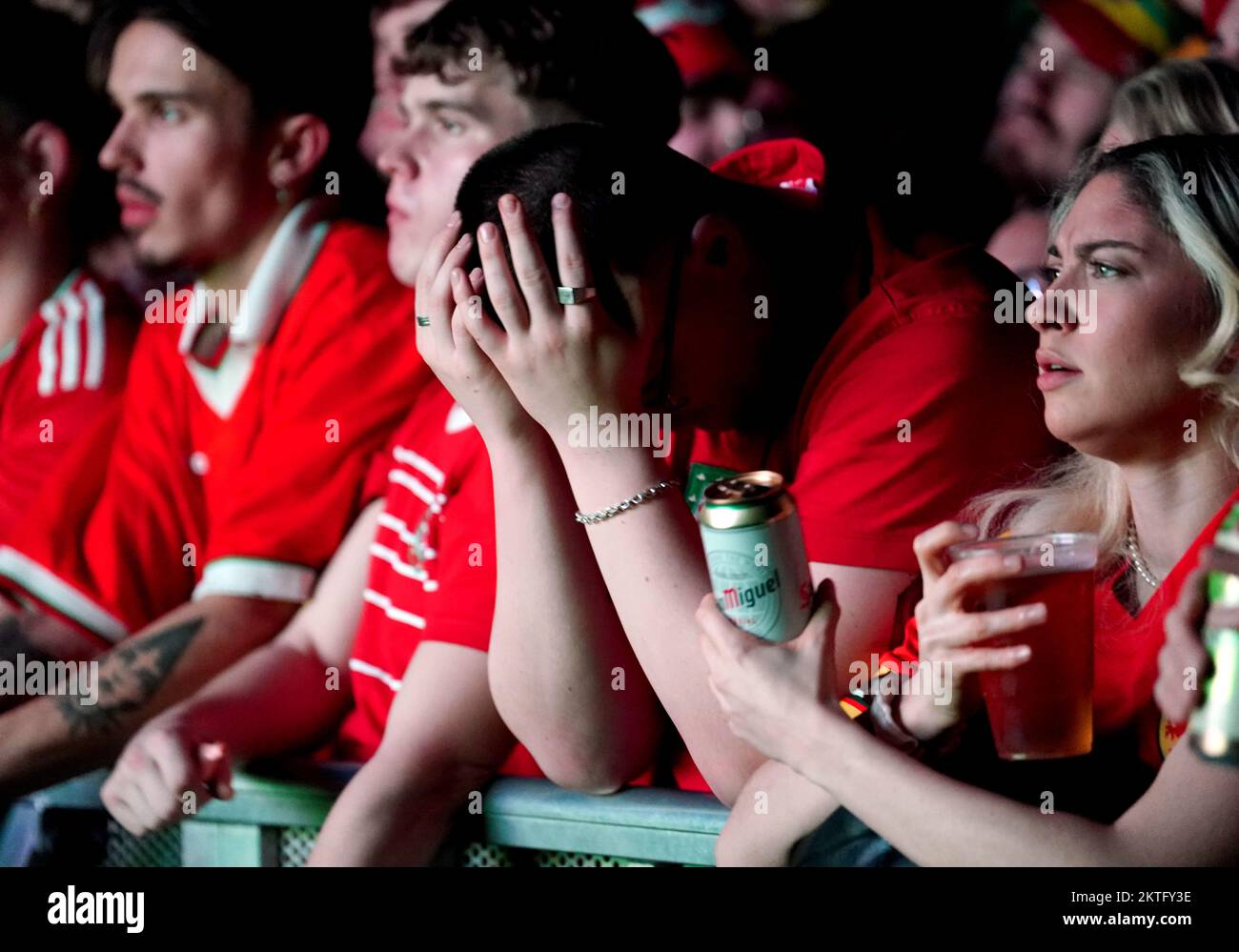 Dejected Wales fans at the 4TheFans Fan Park at The Tramshed, Cardiff ...