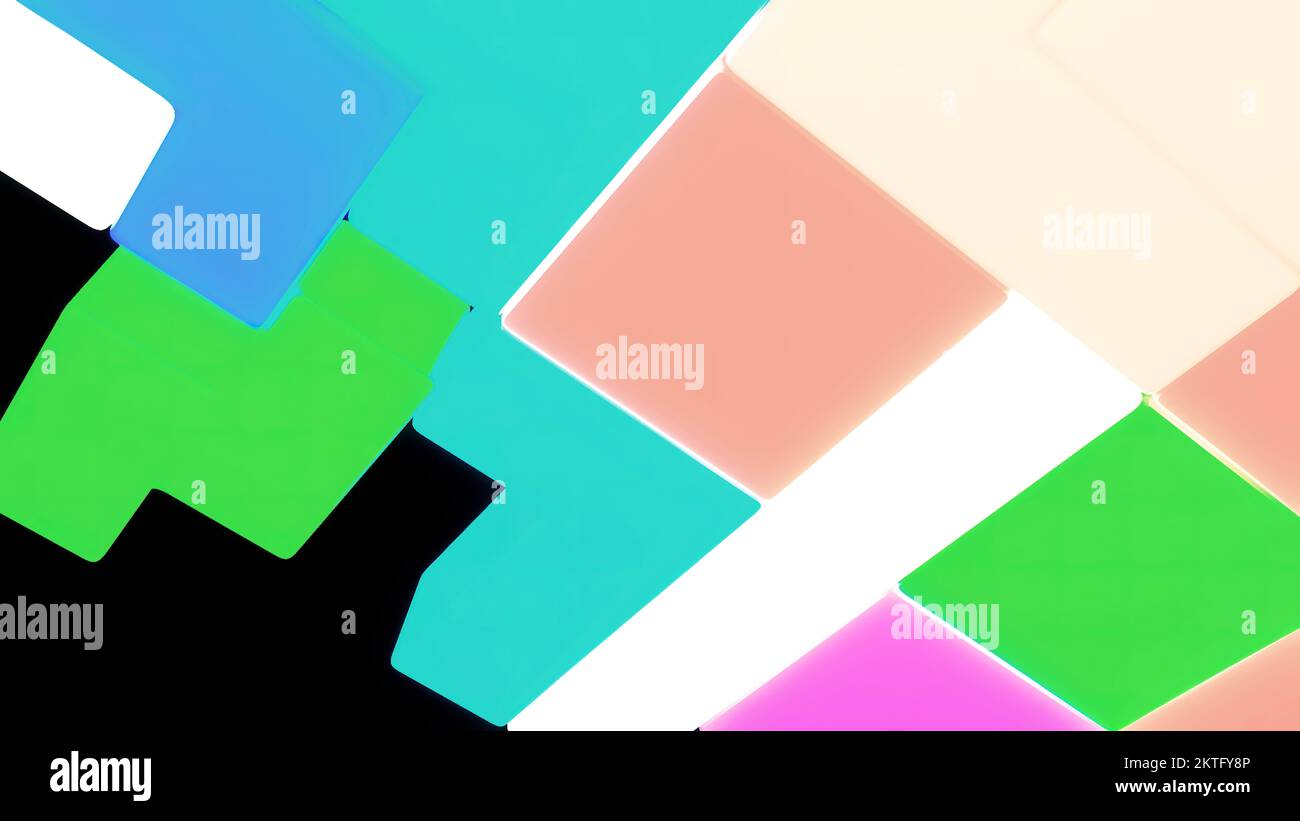 3D cubes are assembled into puzzle. Design. 3D animation with moving ...