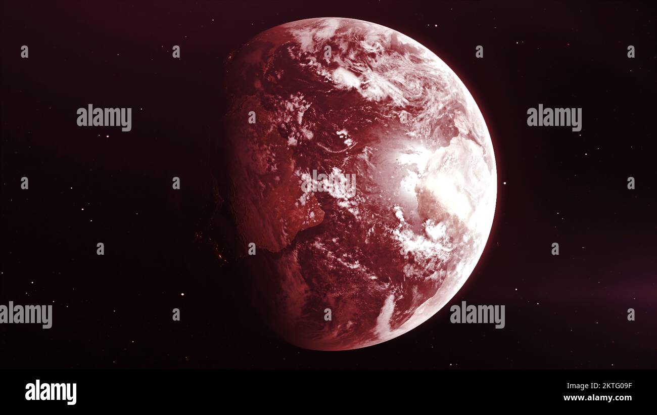 3D animation with planet in space. Motion. Colored planet with ...