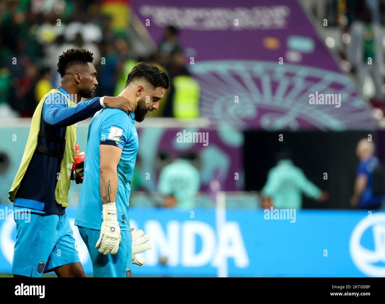 Doha, Qatar. 29th Nov, 2022. Players of Ecuador react after the Group A ...