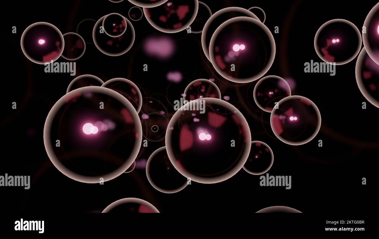 3d bubbles move in stream. Design. Large soap bubbles move in stream on ...