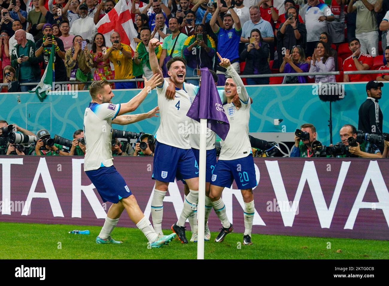 Rayan, Qatar. 29th Nov, 2022. Phil Foden of England celebrates his goal ...