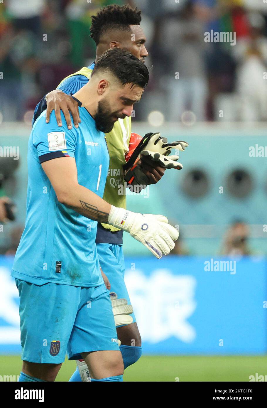 Doha, Qatar. 29th Nov, 2022. Players of Ecuador react after the Group A ...