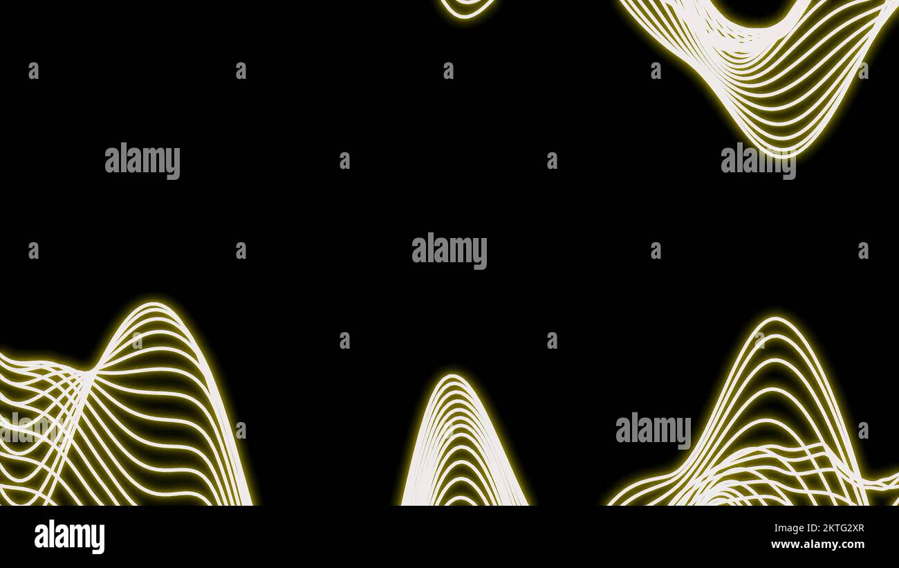 Wave pulsations of stripes on black background. Design. Bands vibrate ...