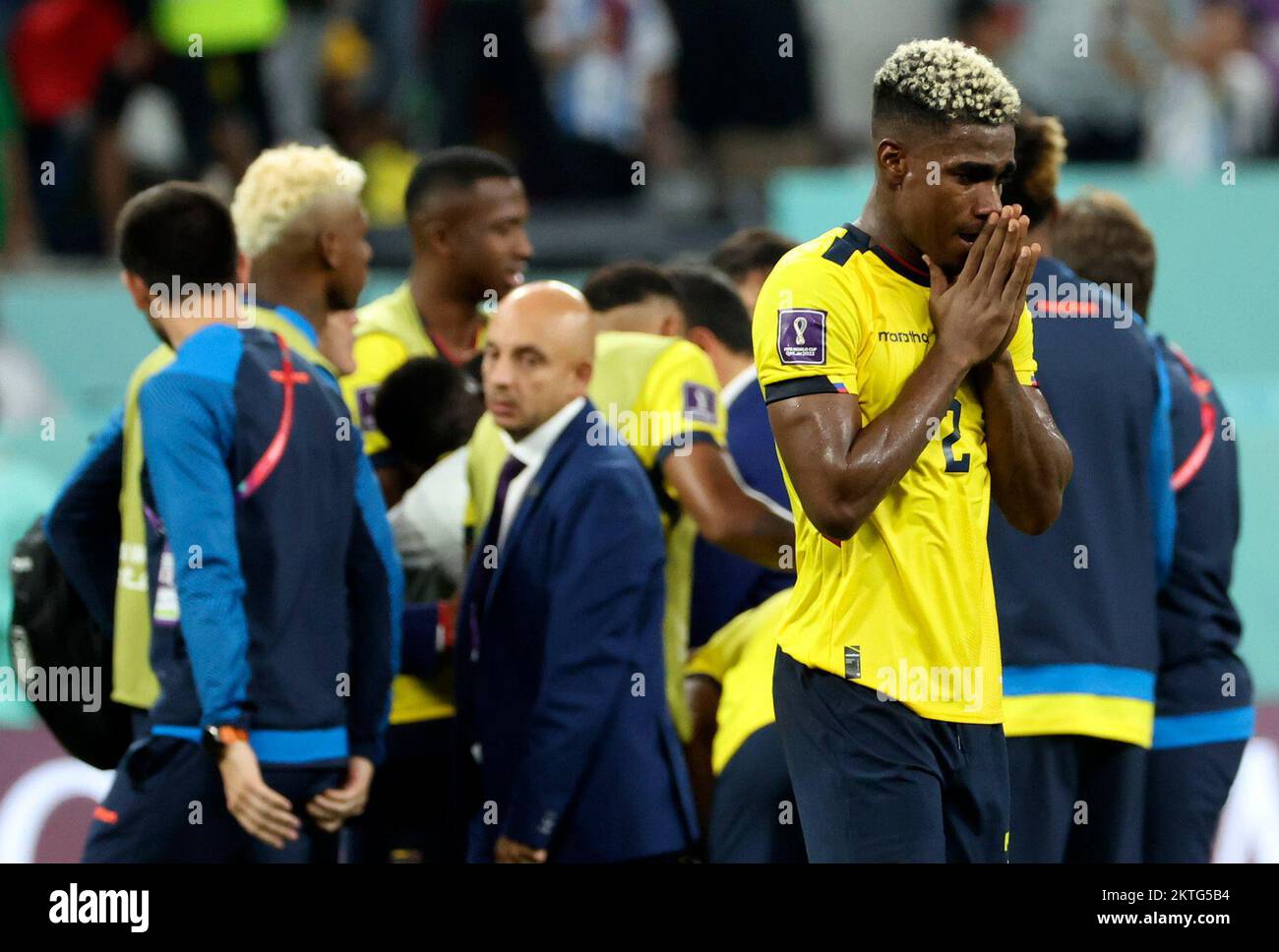 Doha, Qatar. 29th Nov, 2022. Felix Torres of Ecuador reacts after the ...