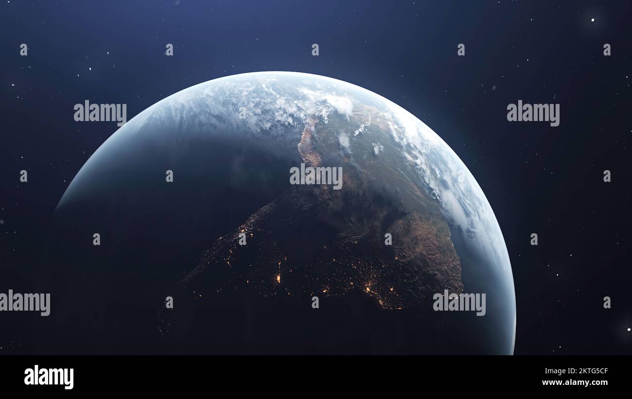 3D model of rotating planet. Motion. Naturalistic animation of rapidly ...