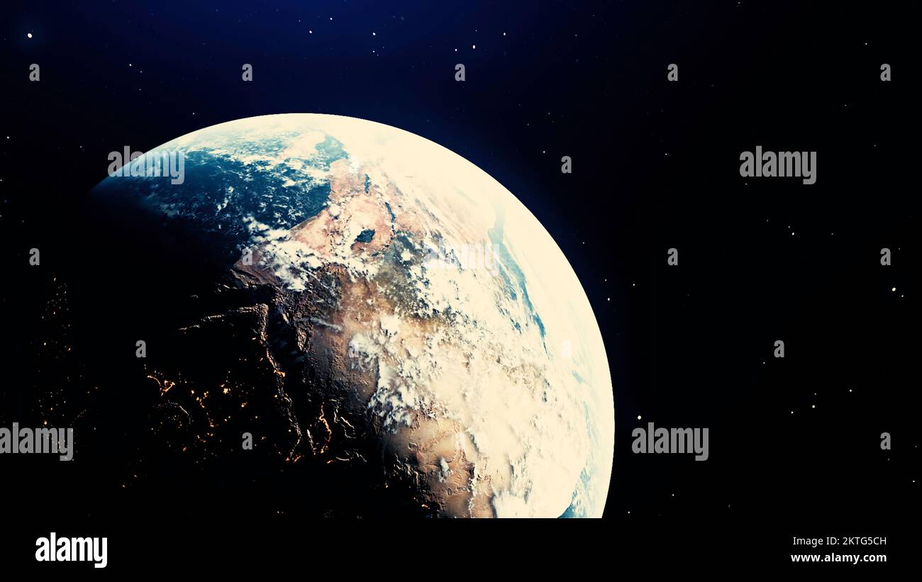 Rotating planet Earth. Motion. Rapid rotation of Earth with life ...