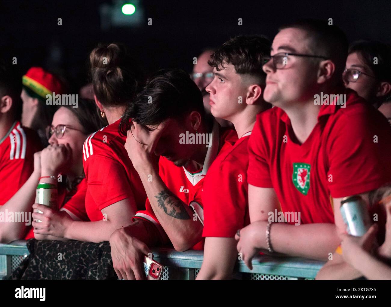 Dejected Wales fans at the 4TheFans Fan Park at The Tramshed, Cardiff ...