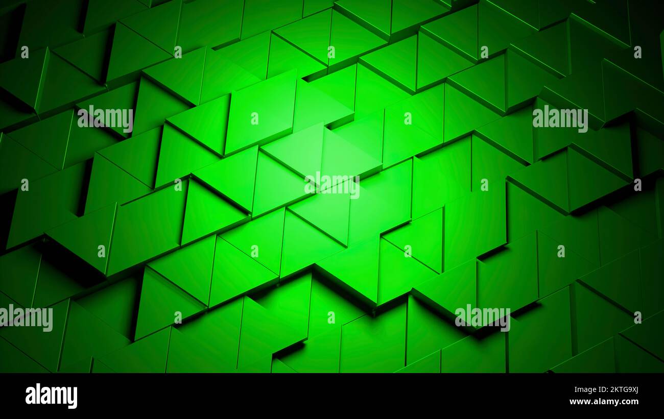 3D surface with moving triangles. Design. Triangles are pushed out by ...