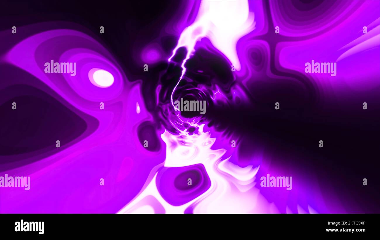 Tunnel with neon plasma. Motion. Bright neon spots flicker in tunnel ...