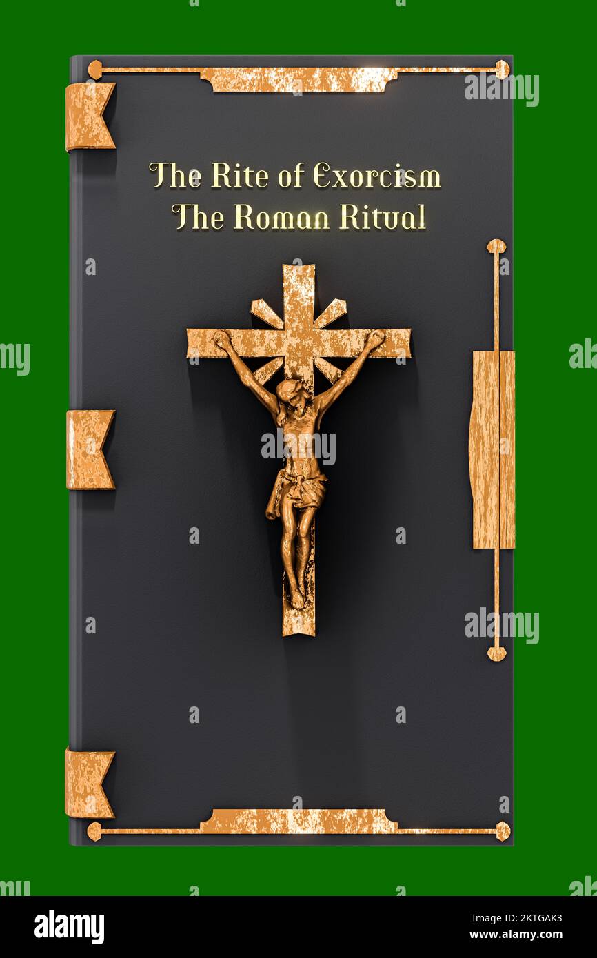exorcism book isolated on green background 3d illustration Stock Photo ...