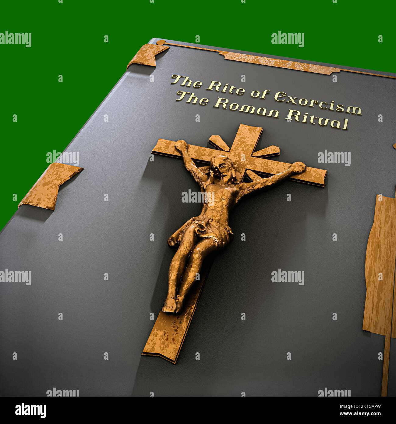 exorcism book isolated on green background 3d illustration Stock Photo ...