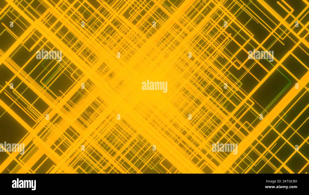 Animation with rotating square tunnel. Design. Neon linear squares in rotating tunnel. Beautiful ...