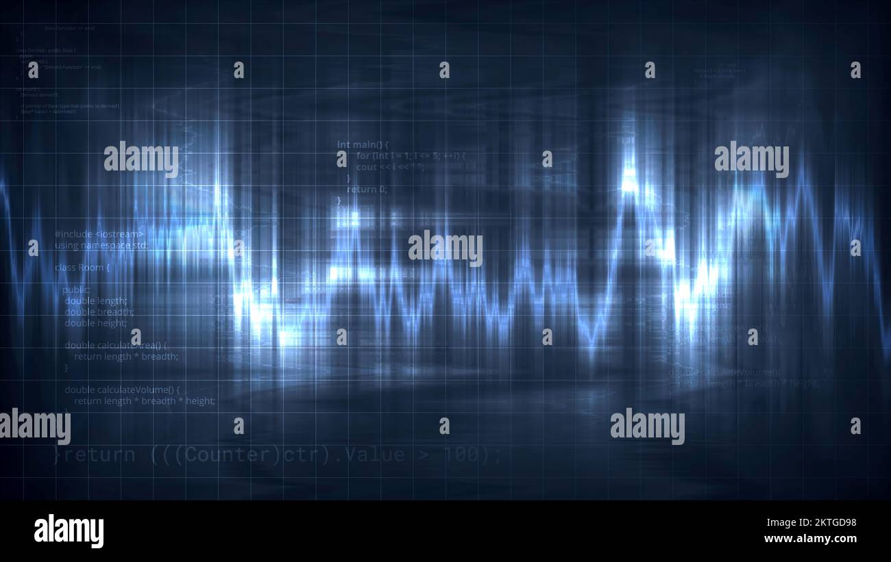 Electric light wave line. Motion. Bright glowing line moves with wave ...